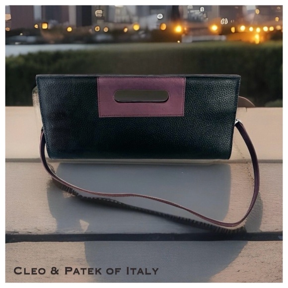 Cleo & Patek of Italy | Bags | Authentic Cleo Patek Of Italy Black Color Block Leather Clutch ...